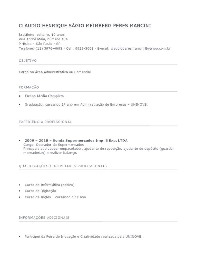 Curriculo Claudio | PDF