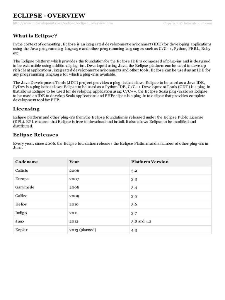 Eclipse Overview | PDF