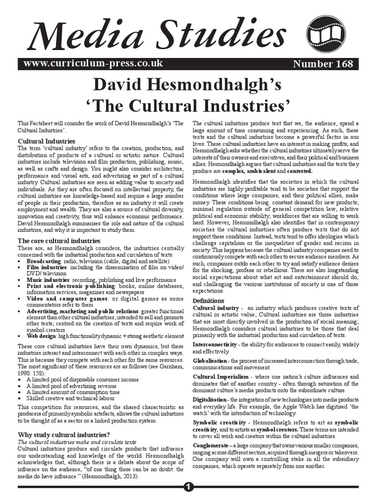 David Hesmondhalgh The Cultural Industries PDF Social Inequality
