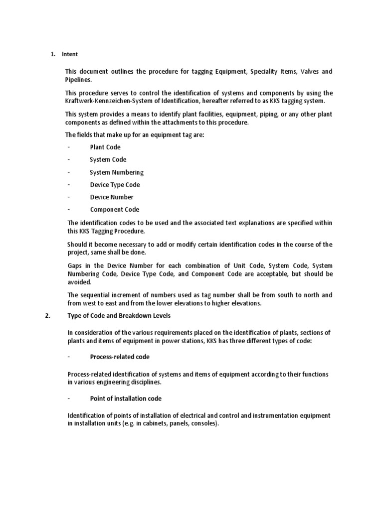 KKS Plant Tagging | PDF | Instrumentation | Pipe (Fluid Conveyance)