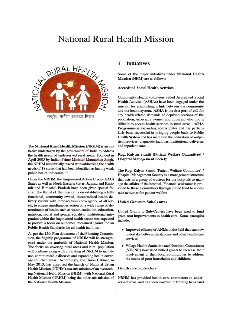 National Rural Health Mission | PDF | Healthcare | Economics Of Service ...