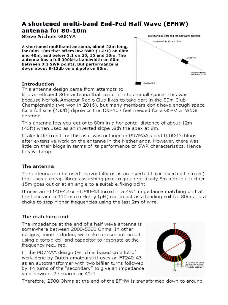 Multi Band EFHW | PDF | Antenna (Radio) | High Frequency