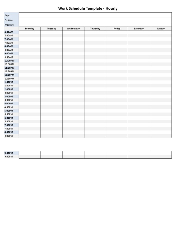 Work Schedule Template | PDF