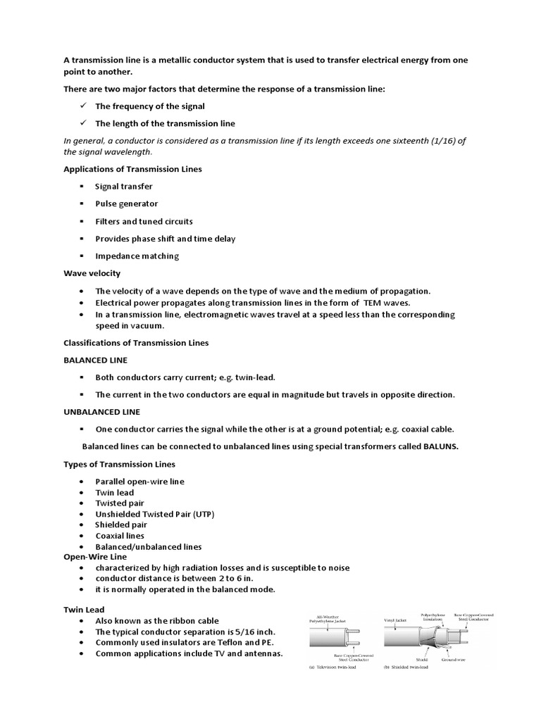 Trans1 Reviewer | Download Free PDF | Transmission Line | Coaxial Cable