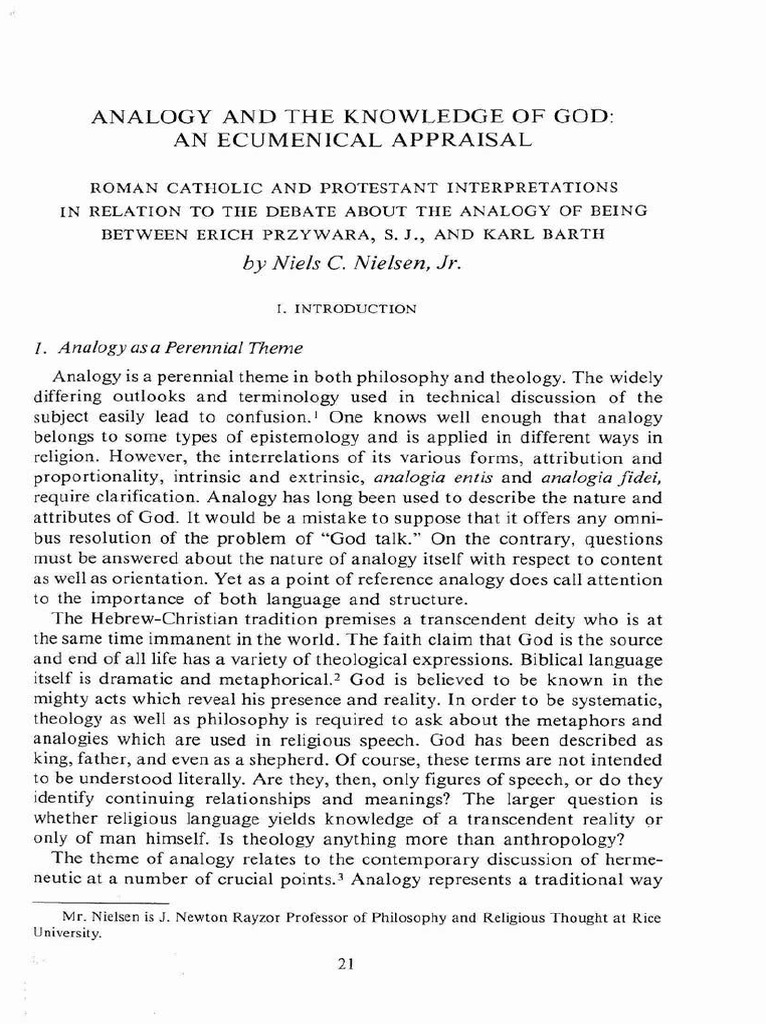 Analogy and The Knowledge of God PDF | PDF | Analogy | Karl Barth