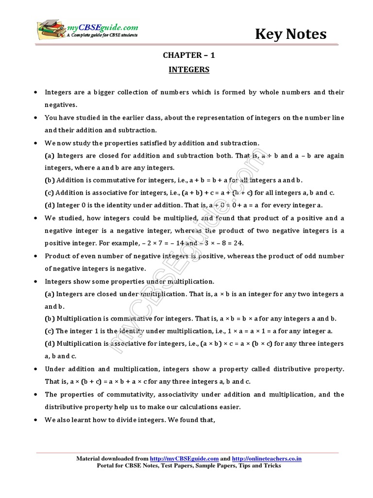 Properties of Integers Explained | PDF | Multiplication | Integer