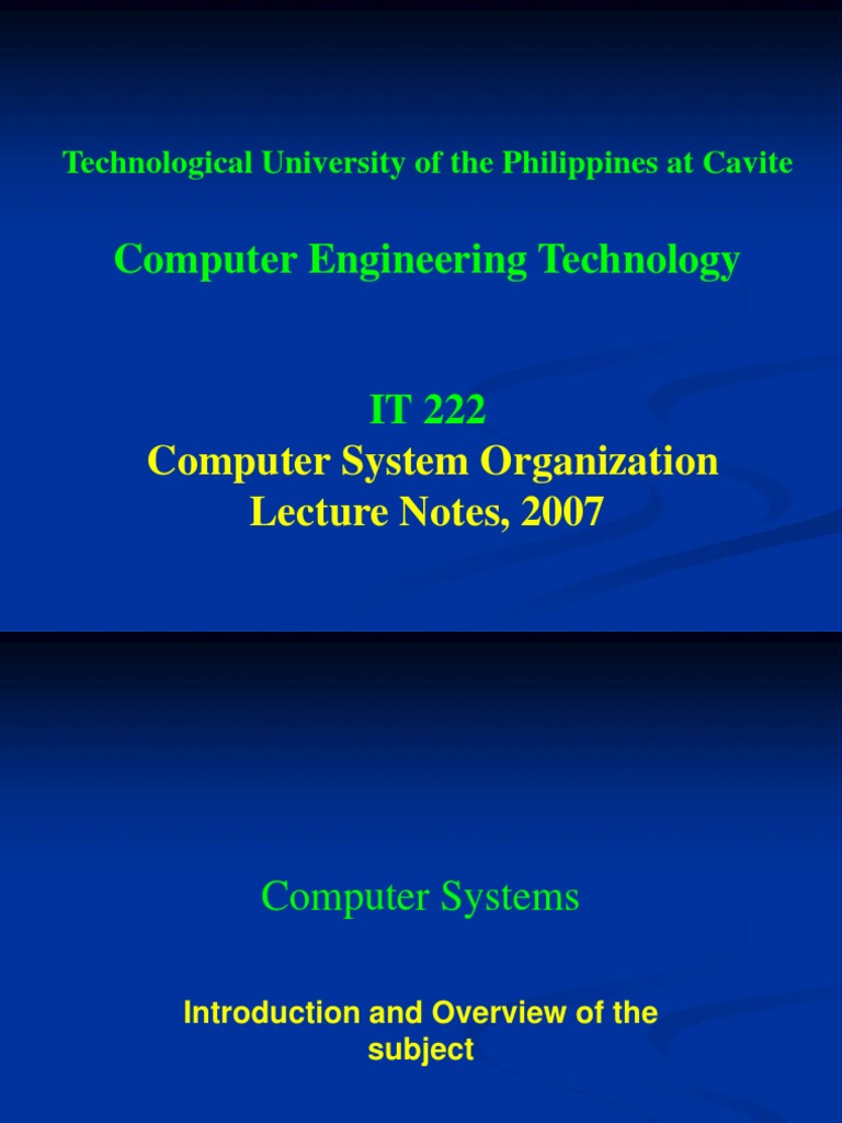 Computer Engineering Technology: Computer System Organization Lecture ...