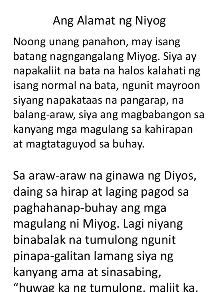 Ang Alamat NG Niyog | PDF