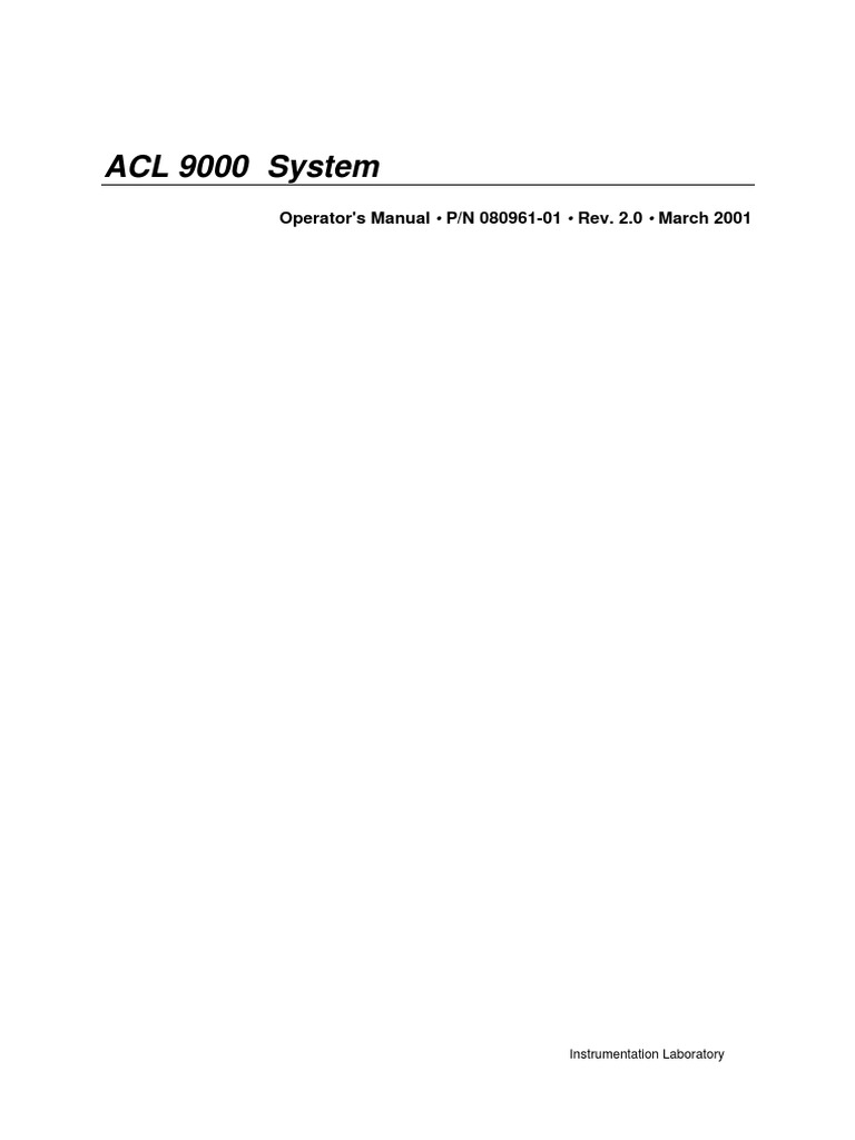 ACL 9000 System: Operator's Manual - P/N 080961-01 - Rev. 2.0 - March ...