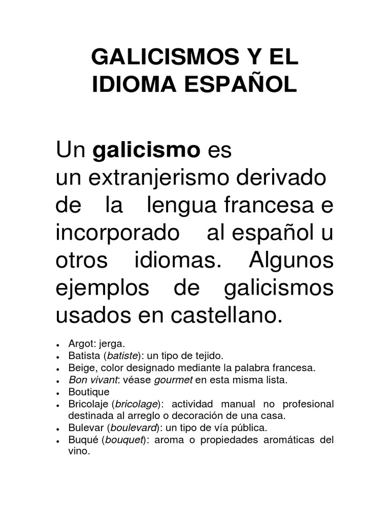 Galicismos y El Idioma Español | PDF