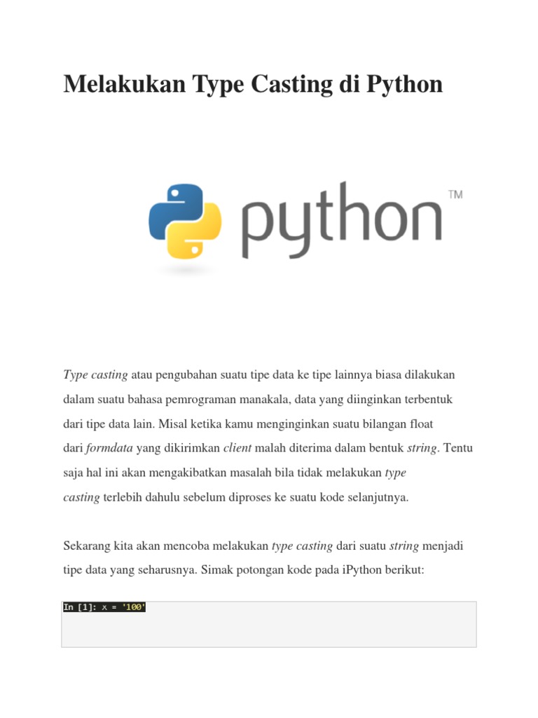 Melakukan Type Casting Di Python | PDF