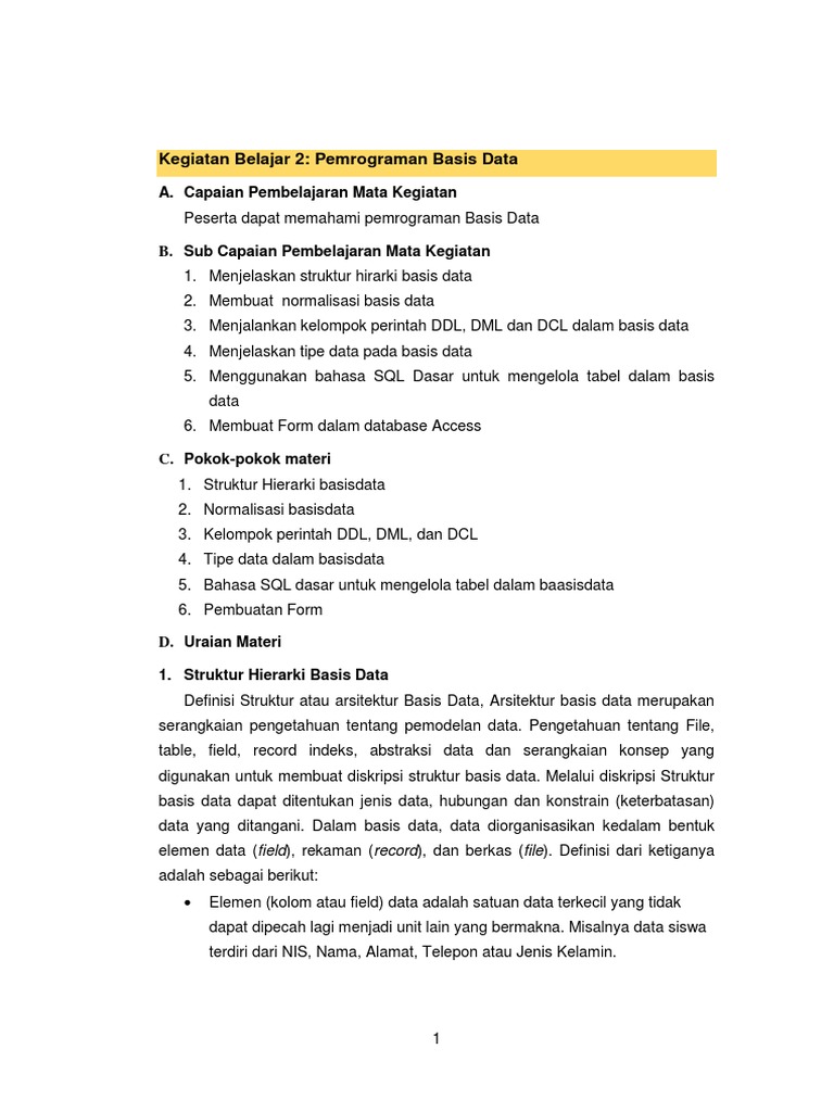 Pemrograman Basis Data dan SQL Dasar | PDF