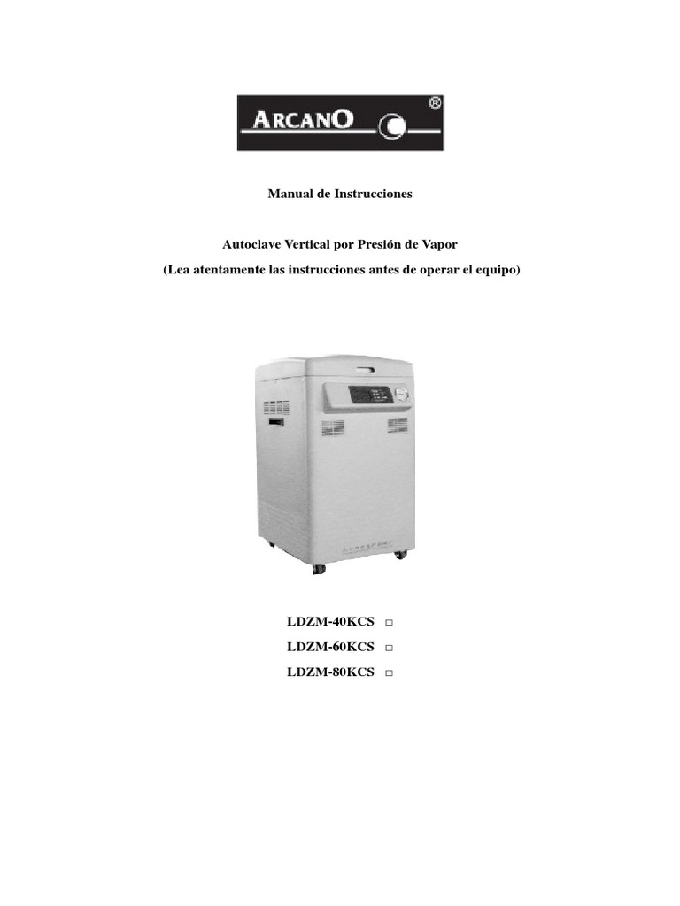 Manual Autoclave Arcano | PDF | Esterilización (Microbiología) | Agua Manual Autoclave Arcano | PDF | Esterilización (Microbiología) | Agua