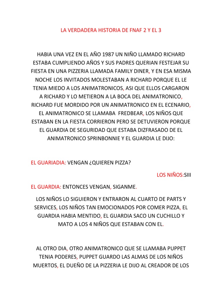 La Verdadera Historia de Fnaf 3 | Descargar gratis PDF | Ocio