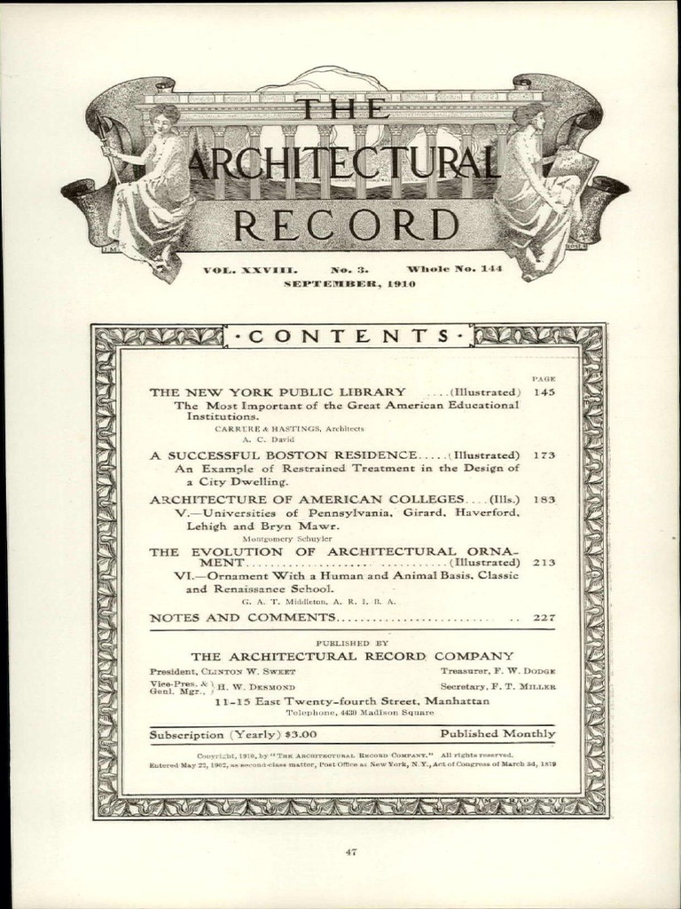 architecture record 1910-09 | Libraries | Art Media
