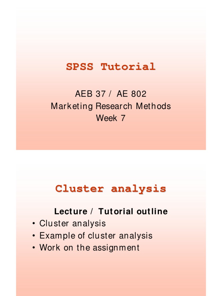 Spss Tutorial Cluster Analysis Pdf Cluster Analysis Algorithms