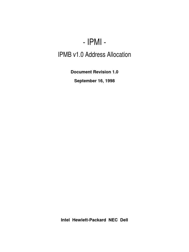IPMB v1.0 Address Allocation Document Revision 1.0 | PDF | Digital ...