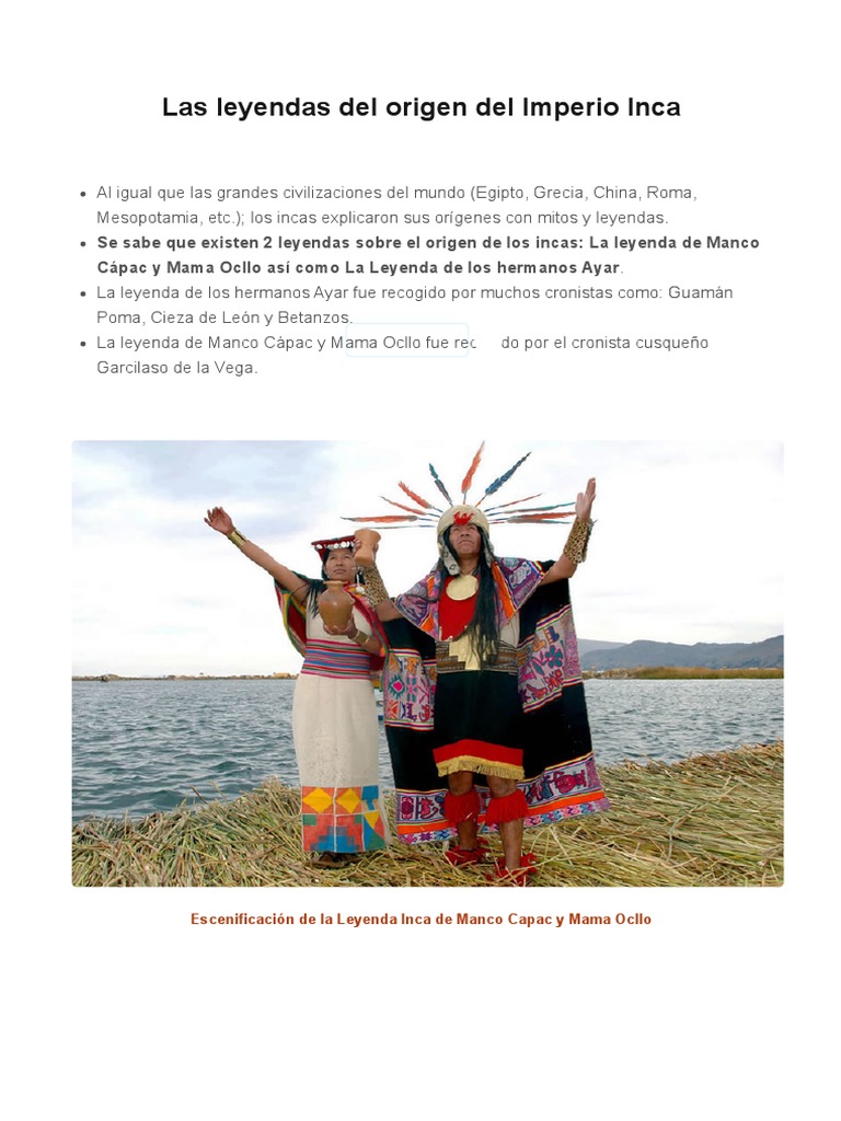 ¿Cuál Es El Origen de Los Incas | PDF | Imperio Inca | Perú