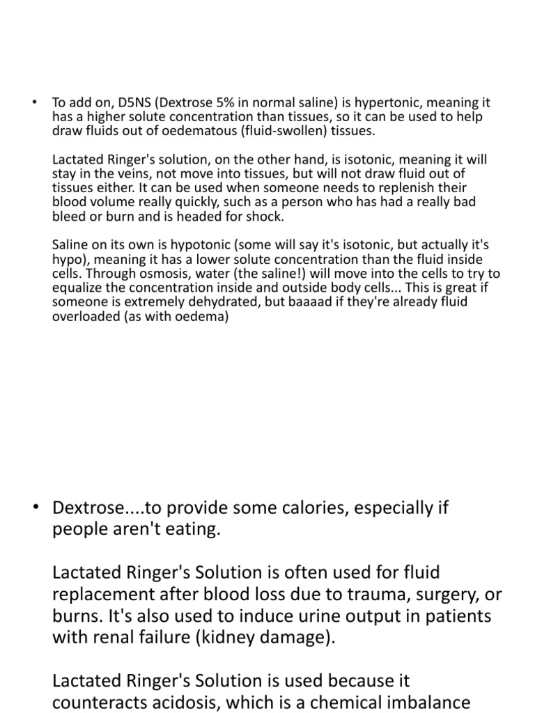 Understanding IV Fluid Tonicity | PDF | Saline (Medicine) | Clinical ...