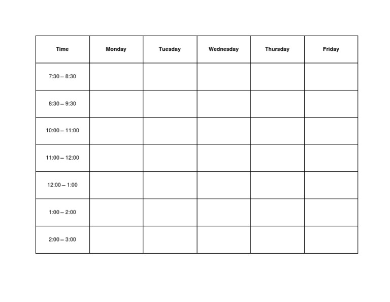 Weekly Schedule Template | PDF