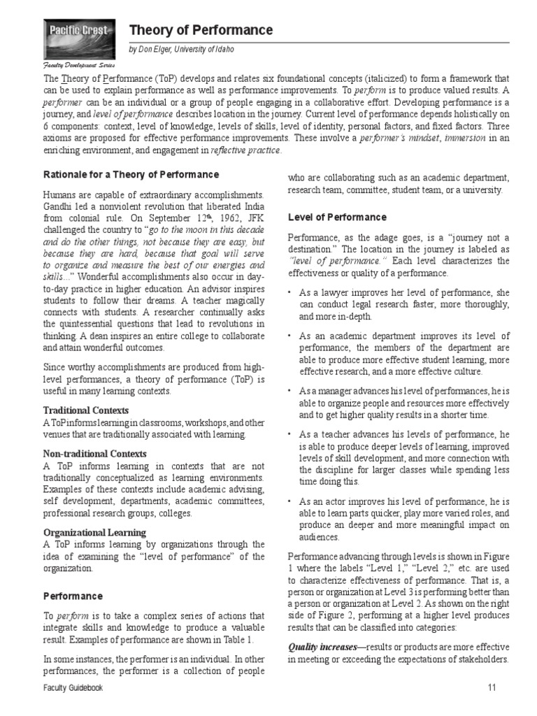 Theory of Performance: A Framework for Explaining and Improving ...