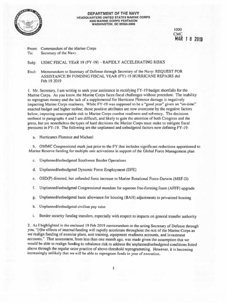 Internal Memos From Marine Corps Commandant Gen. Robert Neller | PDF ...