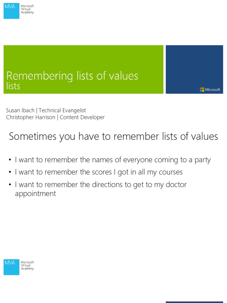 10 Remembering Lists | PDF | Control Flow | Software Development