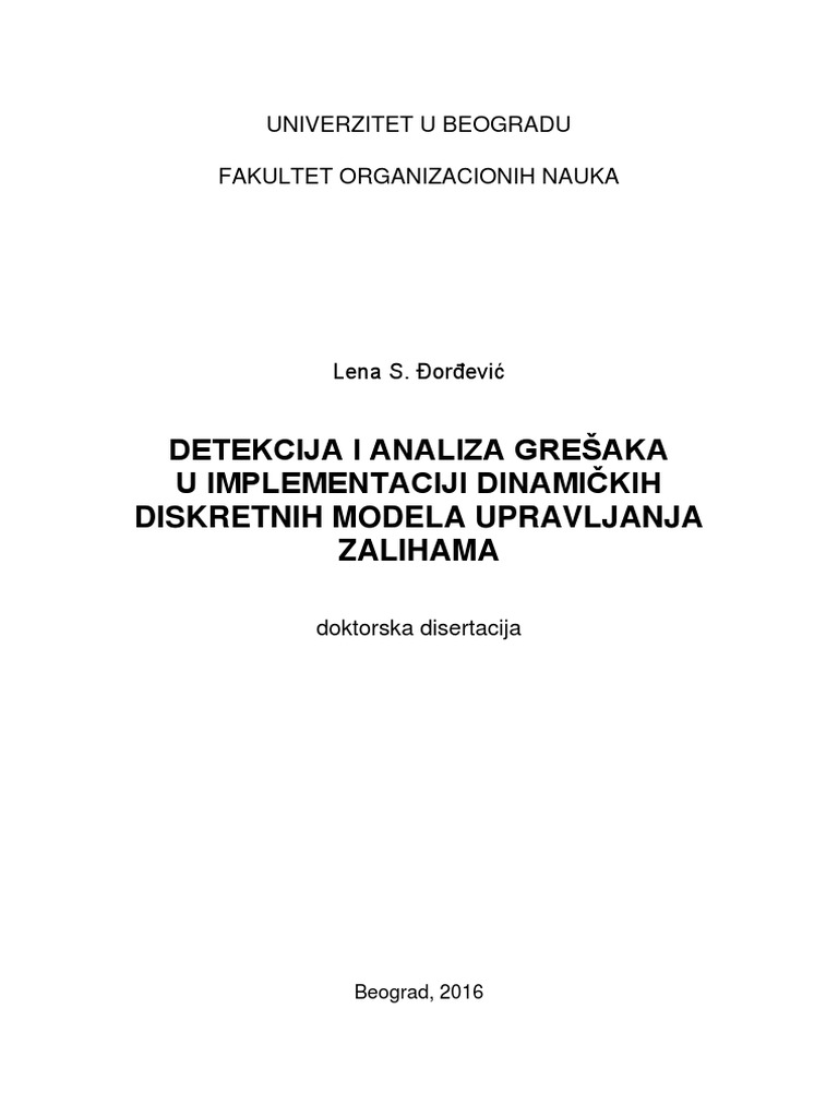 Detekcija I Analiza Grešaka U Implementaciji Dinamičkih Diskretnih ...