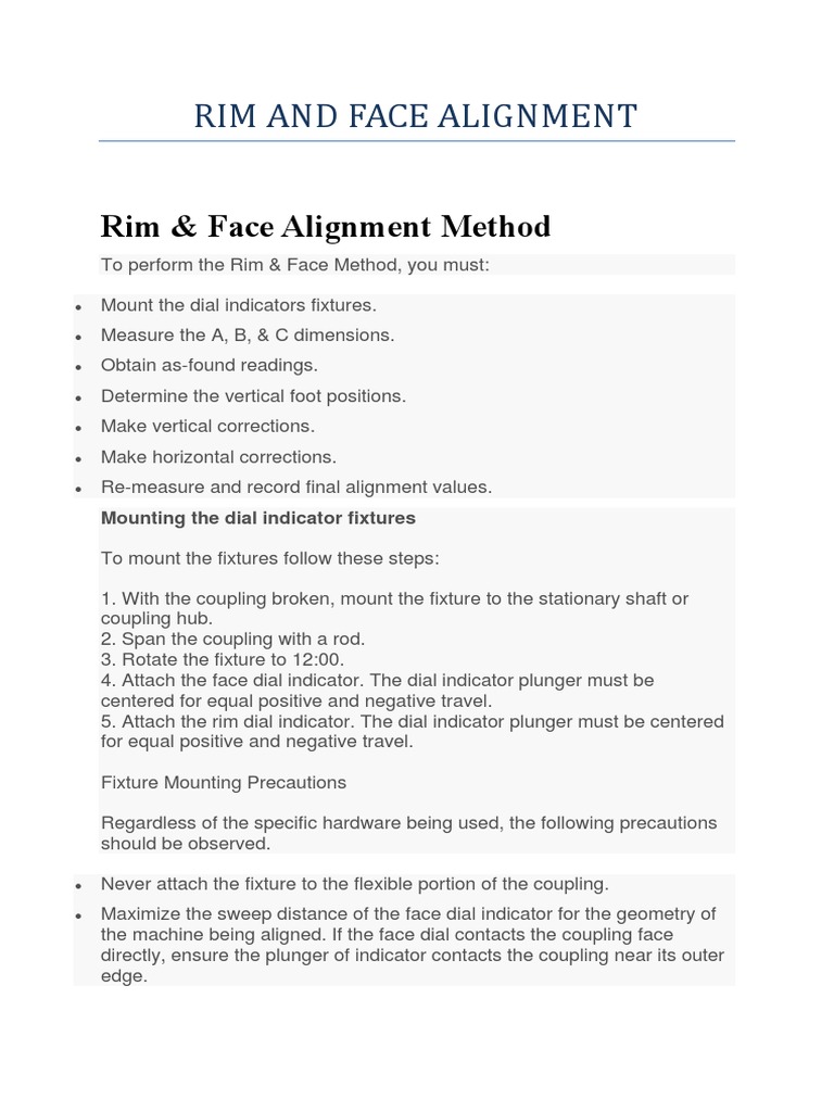 Rim and Face Alignment Procedure | PDF | Teaching Mathematics | Nature