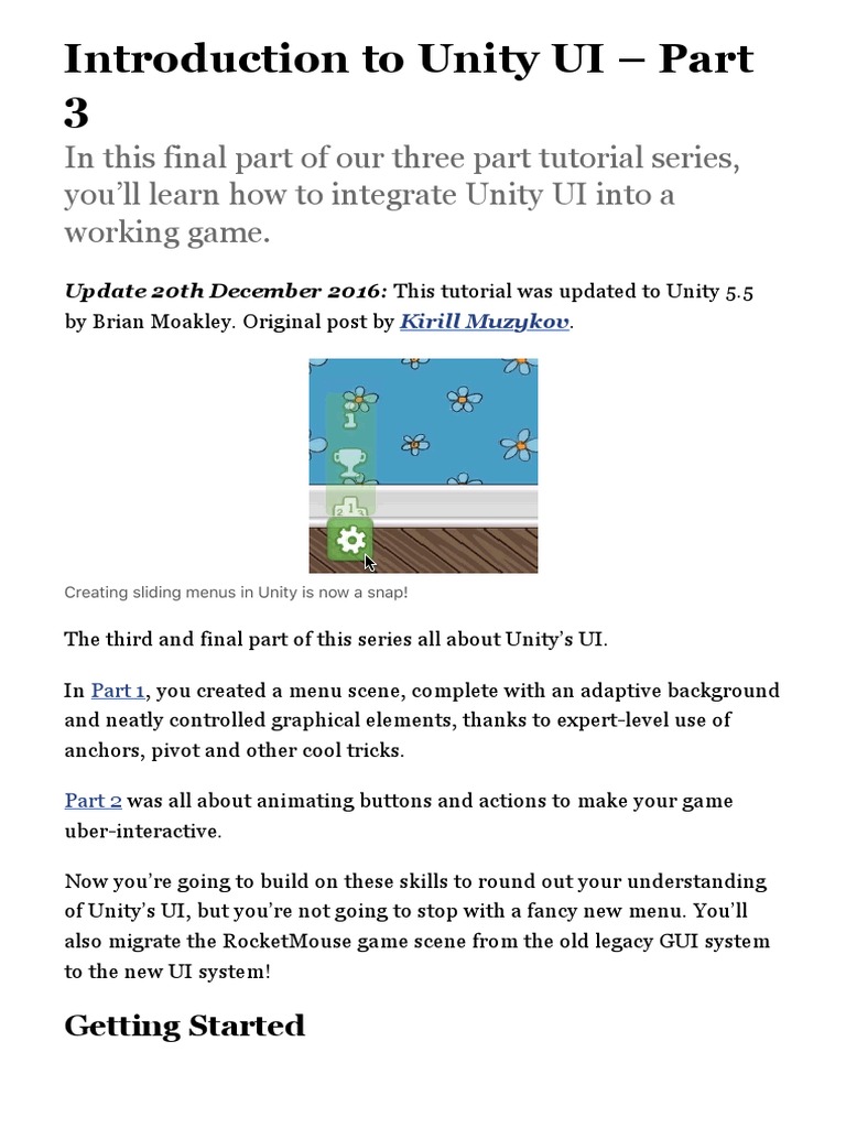 Introduction To Unity Ui Part 3 Pdf Icon Computing Menu Computing