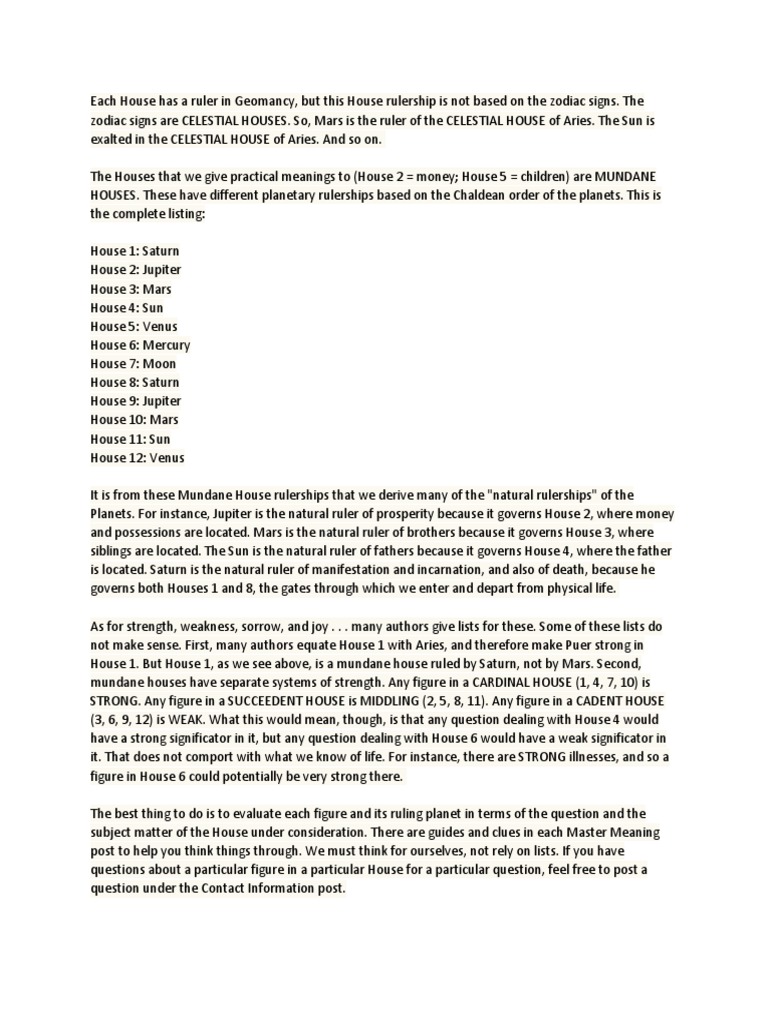 Geomancy | PDF | Planets In Astrology | Astrological Sign