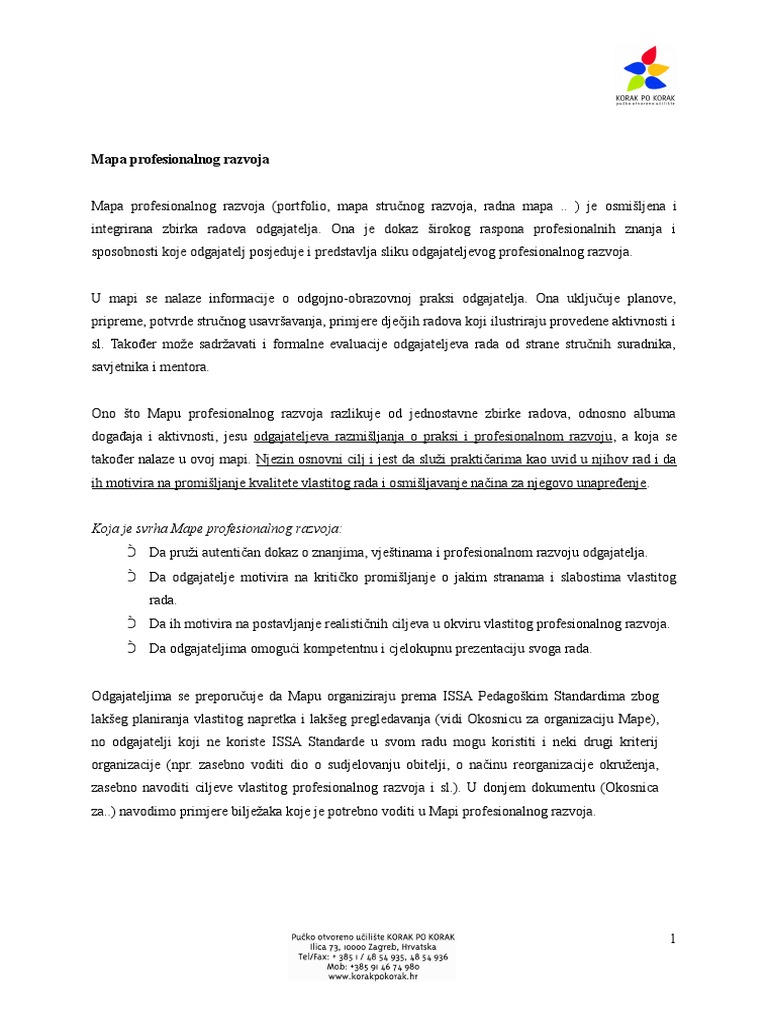 Mapa Profesionalnog Razvoja | PDF