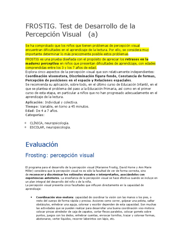 FROSTIG | PDF | Percepción | Percepción visual