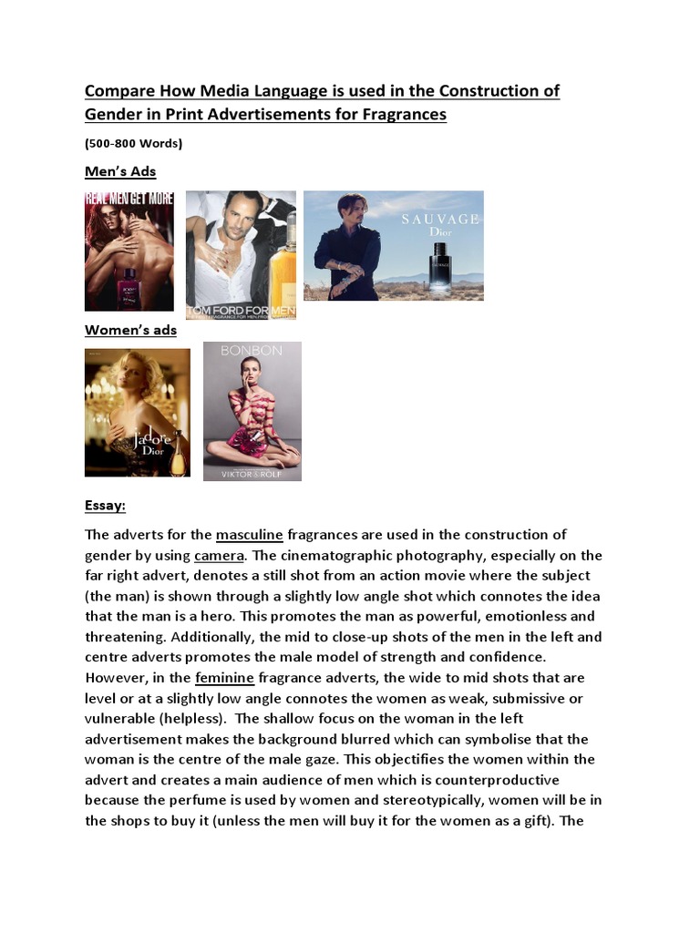 Compare How Media Language Is Used in The Construction of Gender in Two ...