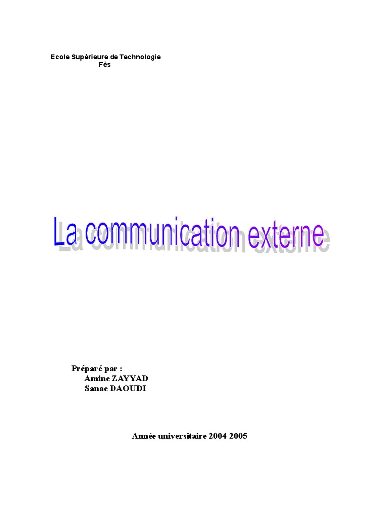 Communication Externe en Entreprise | PDF | Promotion (marketing) | la ...