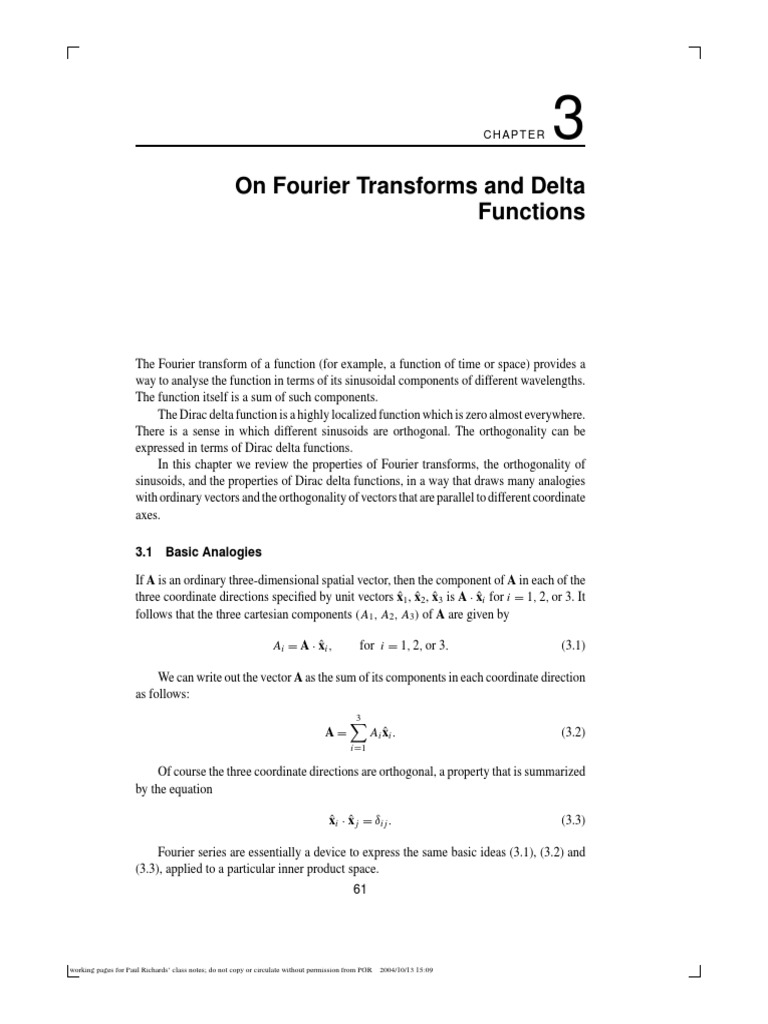 On Fourier Transforms and Delta Functions: 3.1 Basic Analogies | PDF ...