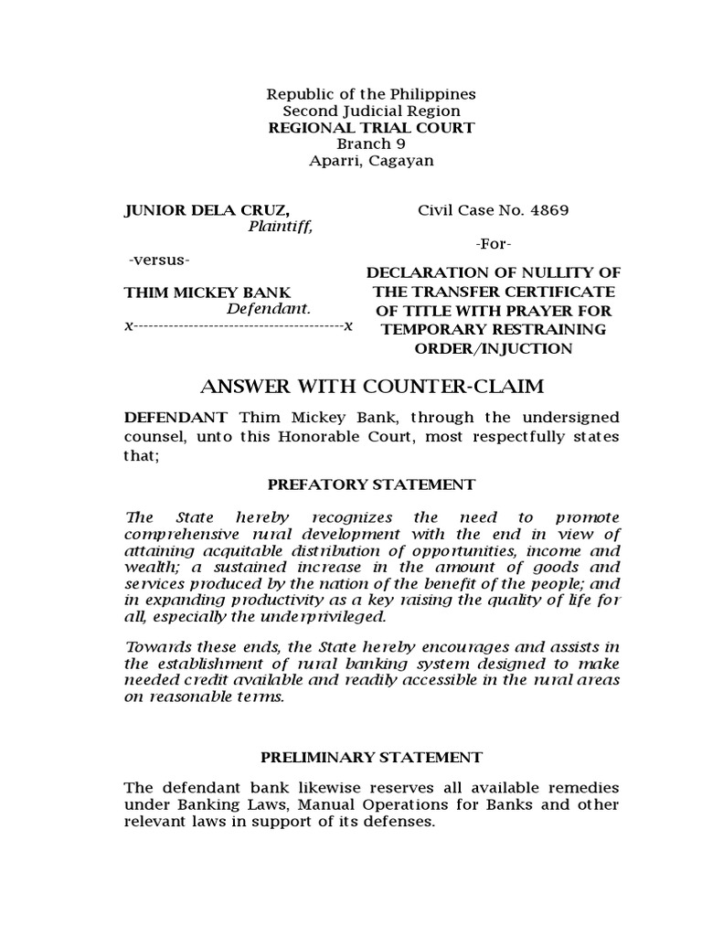 Answer Legal Forms | Download Free PDF | Foreclosure | Mortgage Law