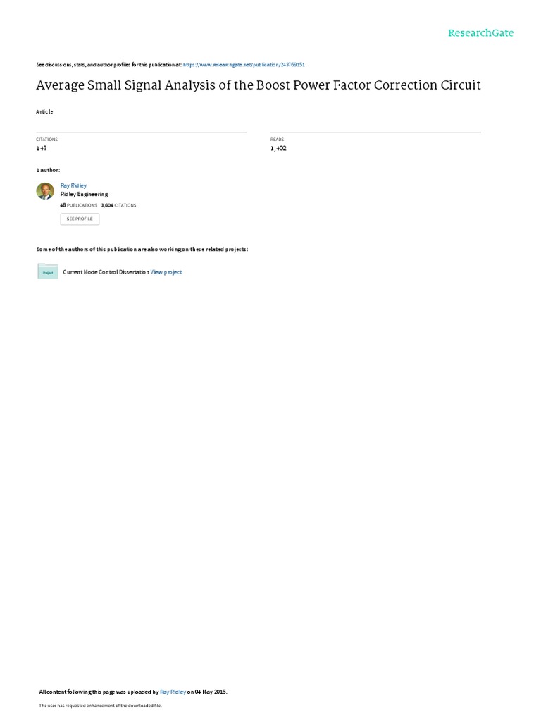 Average Small Signal Analysis of The Boost Power Factor Correction ...