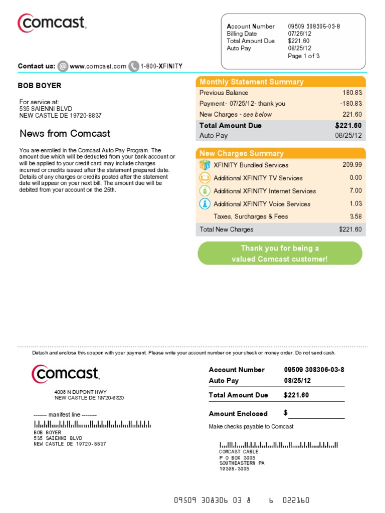 News From Comcast: Bob Boyer | PDF | Credit Card | Fee