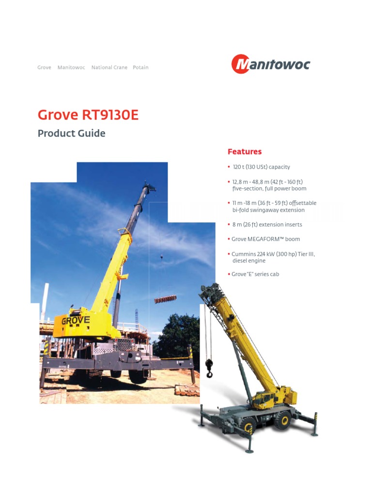 Grove-RT9130E Product Guide PDF | PDF | Crane (Machine) | Truck