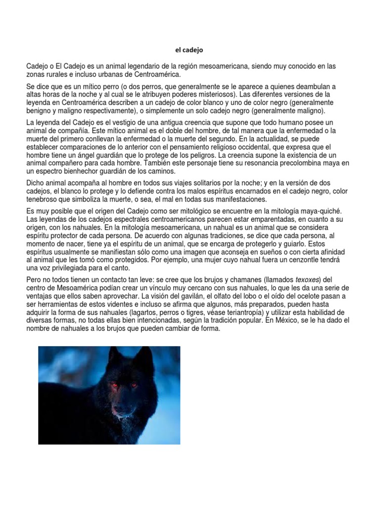 La Leyenda del Cadejo en Mesoamérica | PDF
