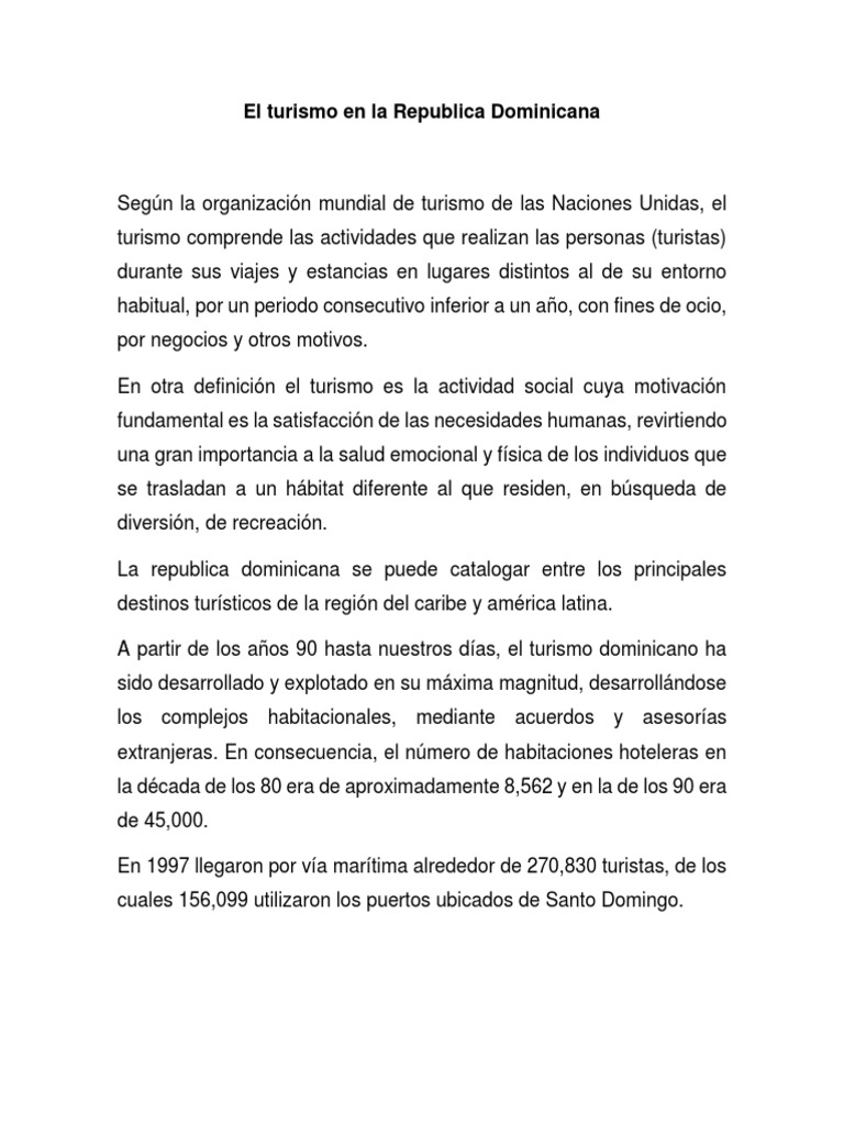 El Turismo en La Republica Dominicana | PDF | República Dominicana ...