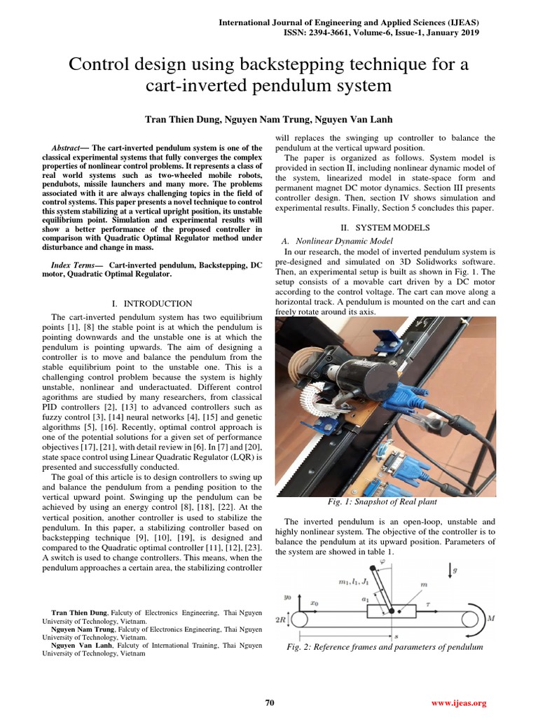 Control Design Using Backstepping Technique For A Cart-Inverted Pendulum System | PDF | Control ...
