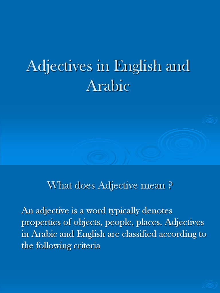 Adjectives in English and Arabic | PDF