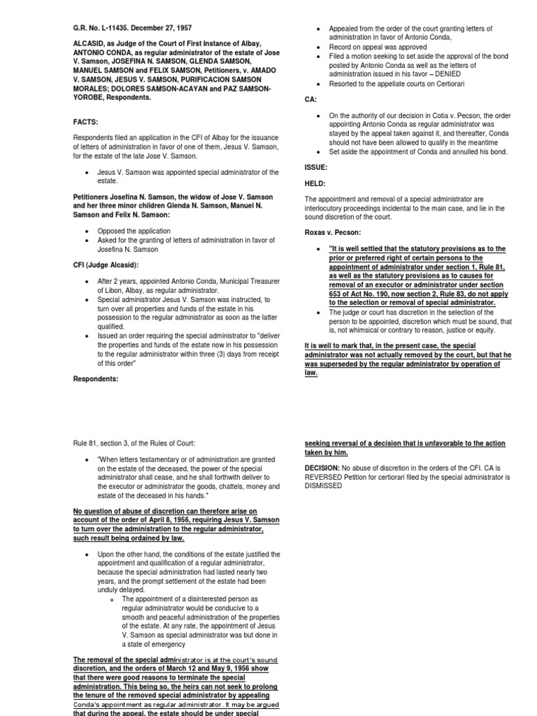 CD - 32. Alcasid, Et Al. vs. Samson | PDF | Judge | Certiorari