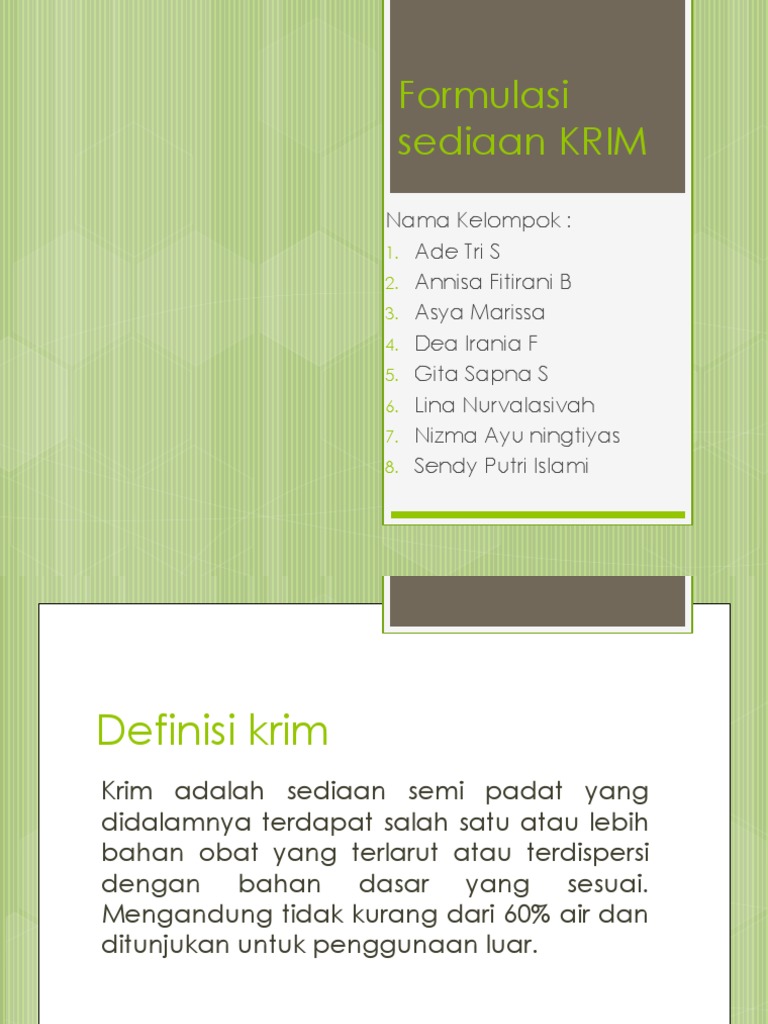 Formulasi dan Evaluasi Sediaan Krim | PDF