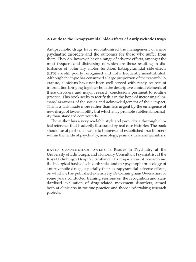 A Guide To The Extra Pyramidal Side-Effects of Anti Psychotic Drugs D.G ...