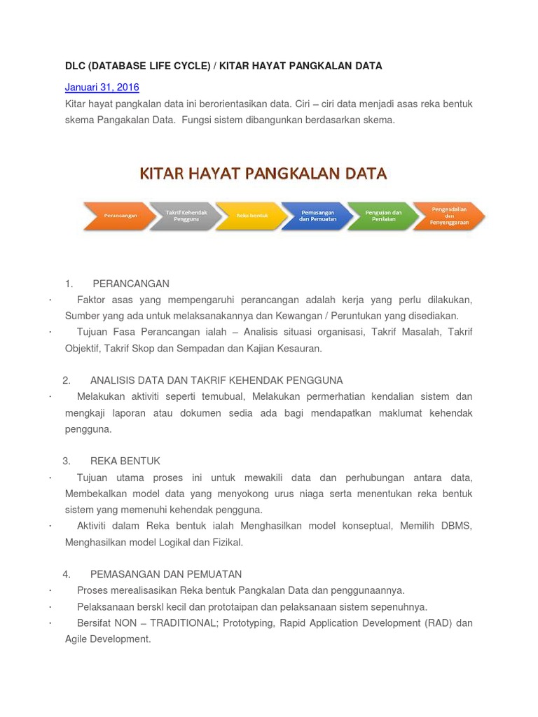 Januari 31, 2016: DLC (Database Life Cycle) / Kitar Hayat Pangkalan Data | PDF | Komputer ...