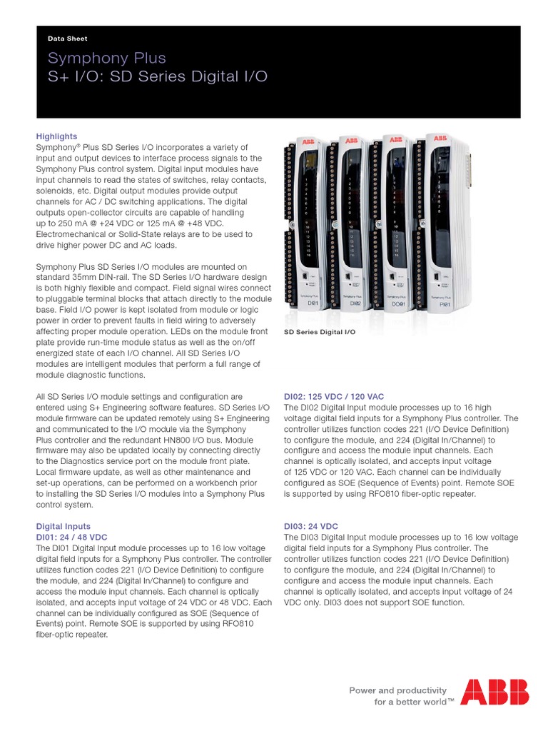 2VAA003743 HR D en Symphony Plus S I O SD Series Digital I O | PDF ...