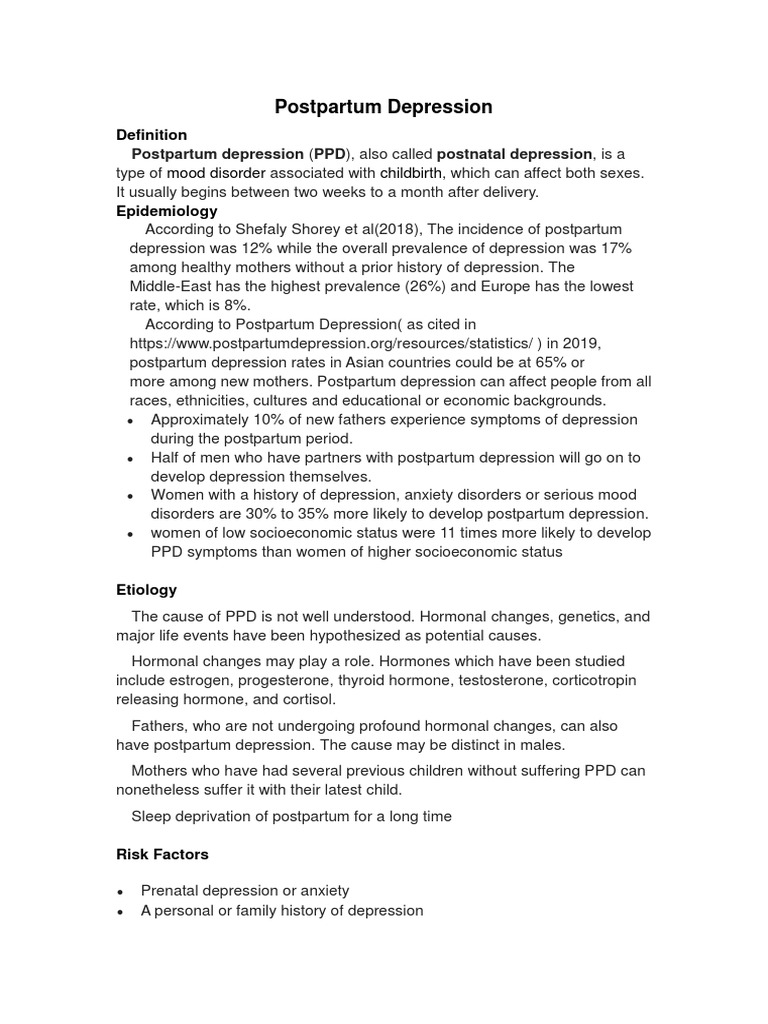 Postpartum Depression: Postpartum Depression (PPD), Also Called ...